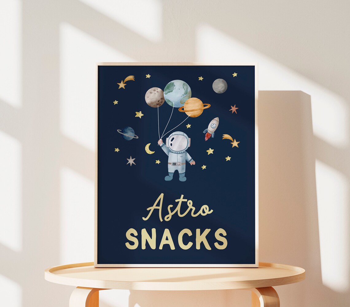 Astro Snacks Space Party Sign Outer Space Birthday Sign - Etsy