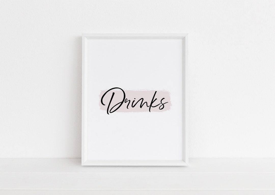 Blush Pink Drinks Sign Printable Party Drinks Sign Birthday Party Baby ...