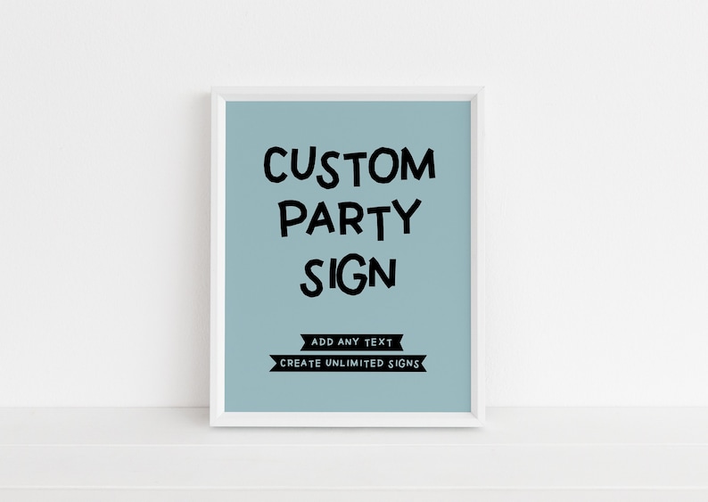 Blue Custom Party Sign INSTANT DOWNLOAD Printable Birthday | Etsy