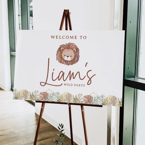 Lion Birthday Welcome Sign, Boho Jungle Safari Wild One Party Decor ...