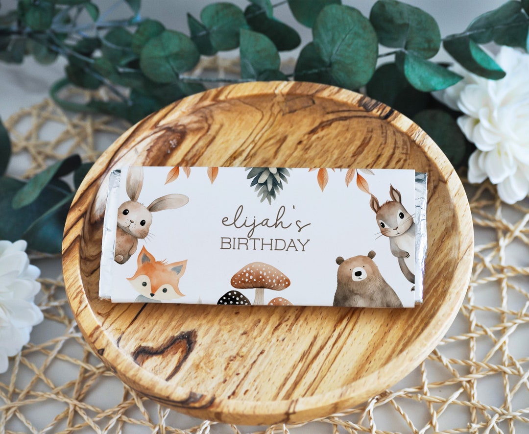 Chocolate Bar Wrapper, Wild Woodland Forest Animals Editable Template ...