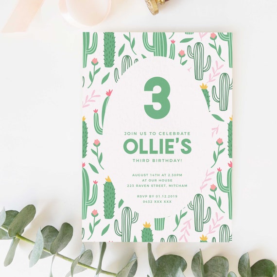 Fully Customizable Digital Download EDITABLE Cactus Birthday Invitation ...