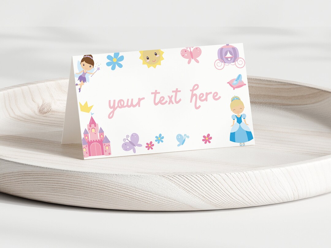 Place Card Editable Template, Fairytale Princess Printable Food Label ...