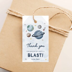 Editable Outer Space Favor Tags Space Birthday Thank You Label ...