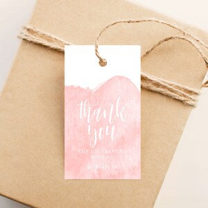 Editable Favor Tag Blush Pink Gift Tags Watercolor Thank You Tags Pink ...