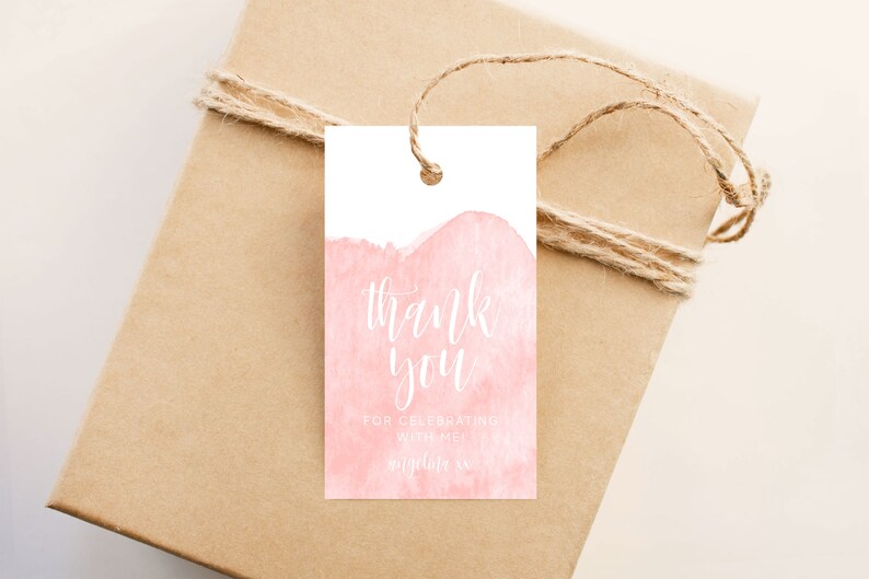 Editable Favor Tag Blush Pink Gift Tags Watercolor Thank You - Etsy