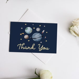 Editable Space Birthday Thank You Card Astronaut Planets to the Moon ...