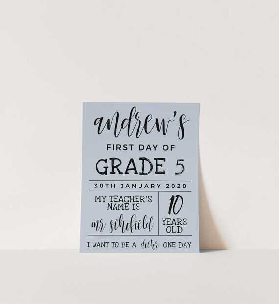 First Day of Grade 5 Sign Printable First Day Sign Editable | Etsy