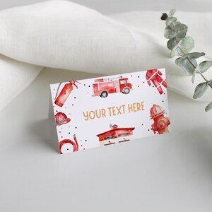 Fireman Place Card, Fire Truck Editable Template Printable Instant ...