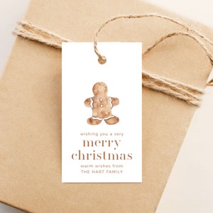 Gingerbread Man Christmas Gift Tag Template Printable Cute Holiday ...