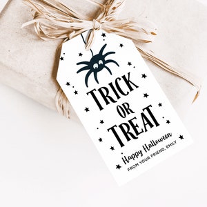 Halloween Printable Gift Tag Template Editable Trick of Treat Tags ...