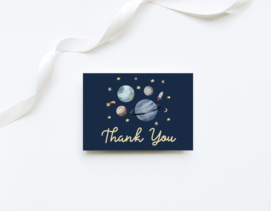 Editable Space Birthday Thank You Card Astronaut Planets to - Etsy ...