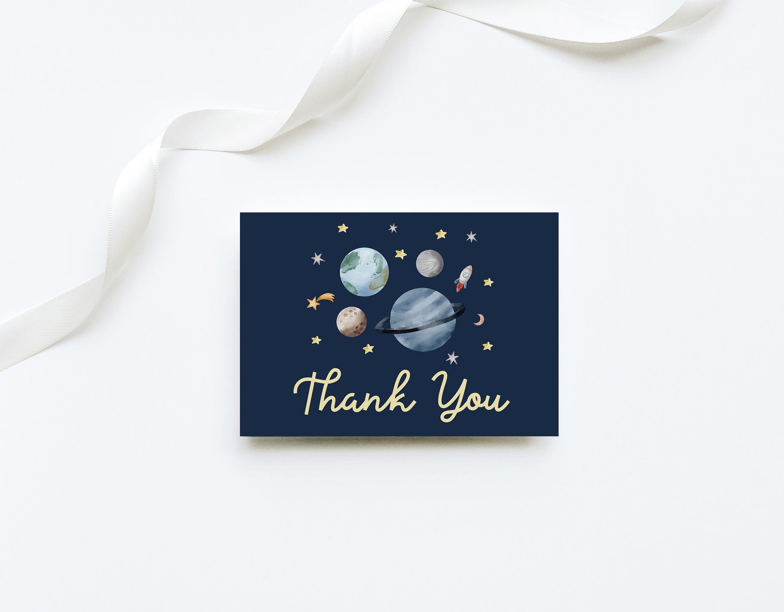 Editable Space Birthday Thank You Card Astronaut Planets to the Moon ...