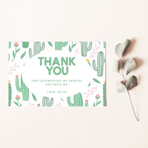 Cactus Thank You Card INSTANT DOWNLOAD Personalised Thank You Note ...