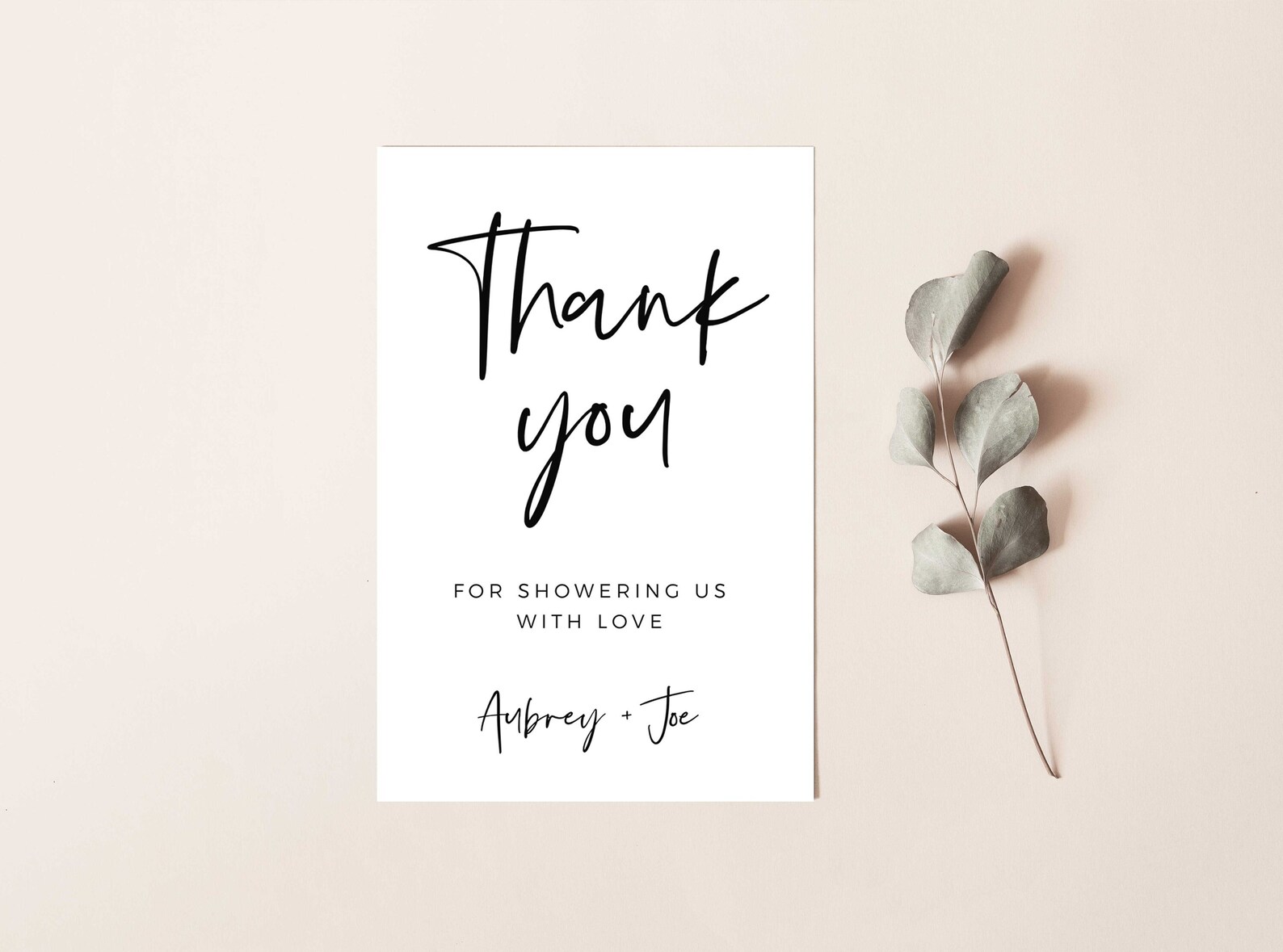 White Thank You Card INSTANT DOWNLOAD Personalised Thank You Note ...