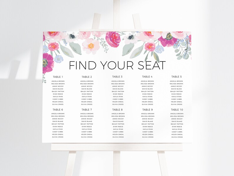Editable Seating Chart Template Instant Download Printable - Etsy