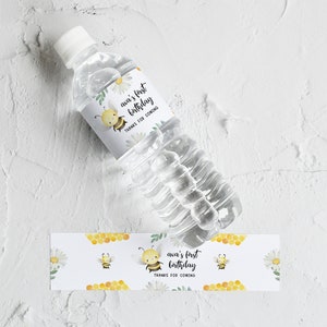 Honey Bee Water Bottle Label Editable Template Printable Instant ...