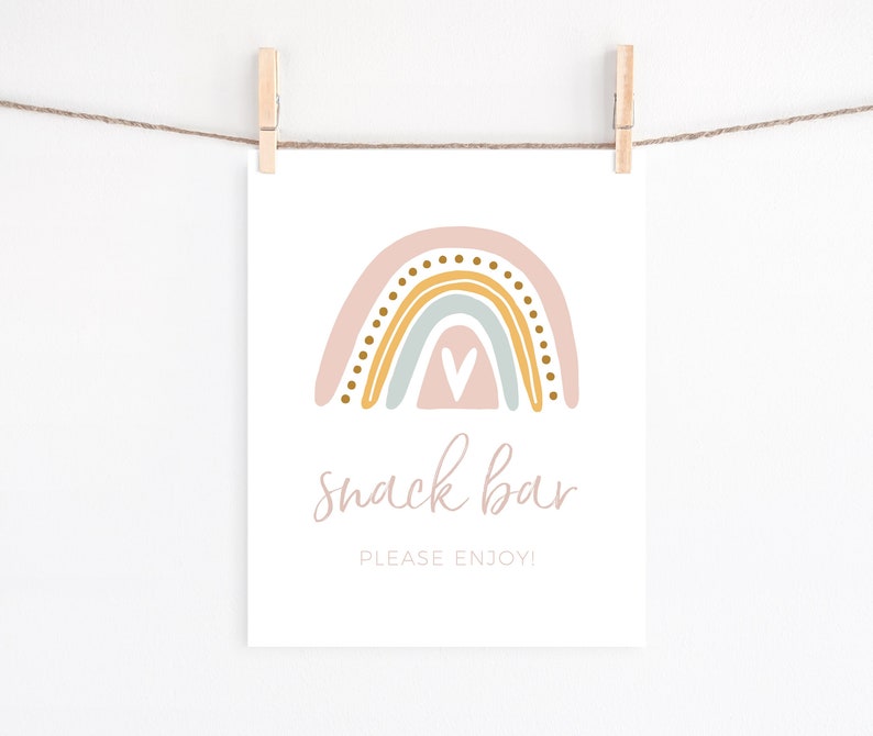 Snack Bar Sign Printable Food Table Sign Rainbow 1st Birthday - Etsy