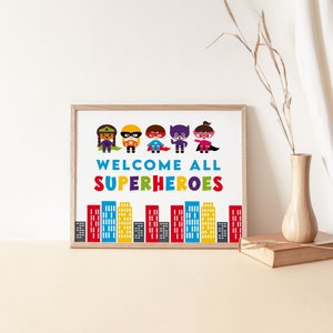 Welcome All Superheroes Sign - Editable & Printable Party Table ...