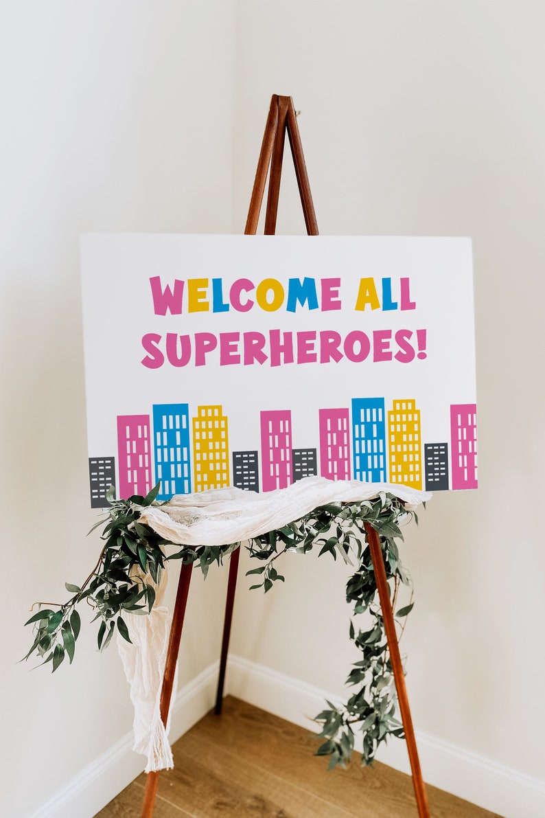 Superhero Welcome Sign, Editable Birthday Template Printable Instant ...