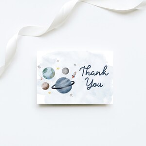 Editable Space Birthday Thank You Card Astronaut Planets to the Moon ...
