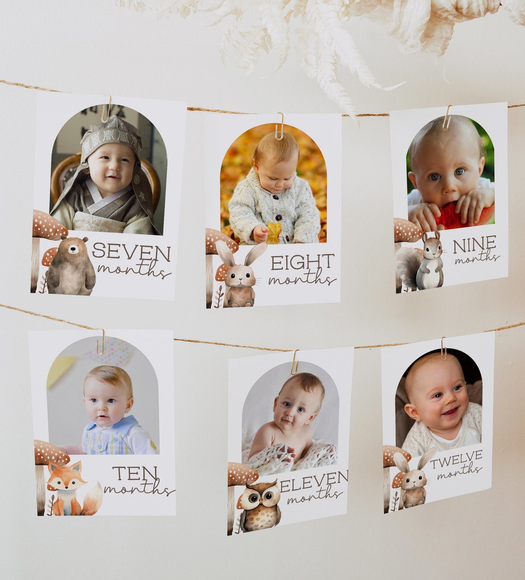 Woodland 1st Birthday Photo Banner, Forest Animals Editable Printable ...