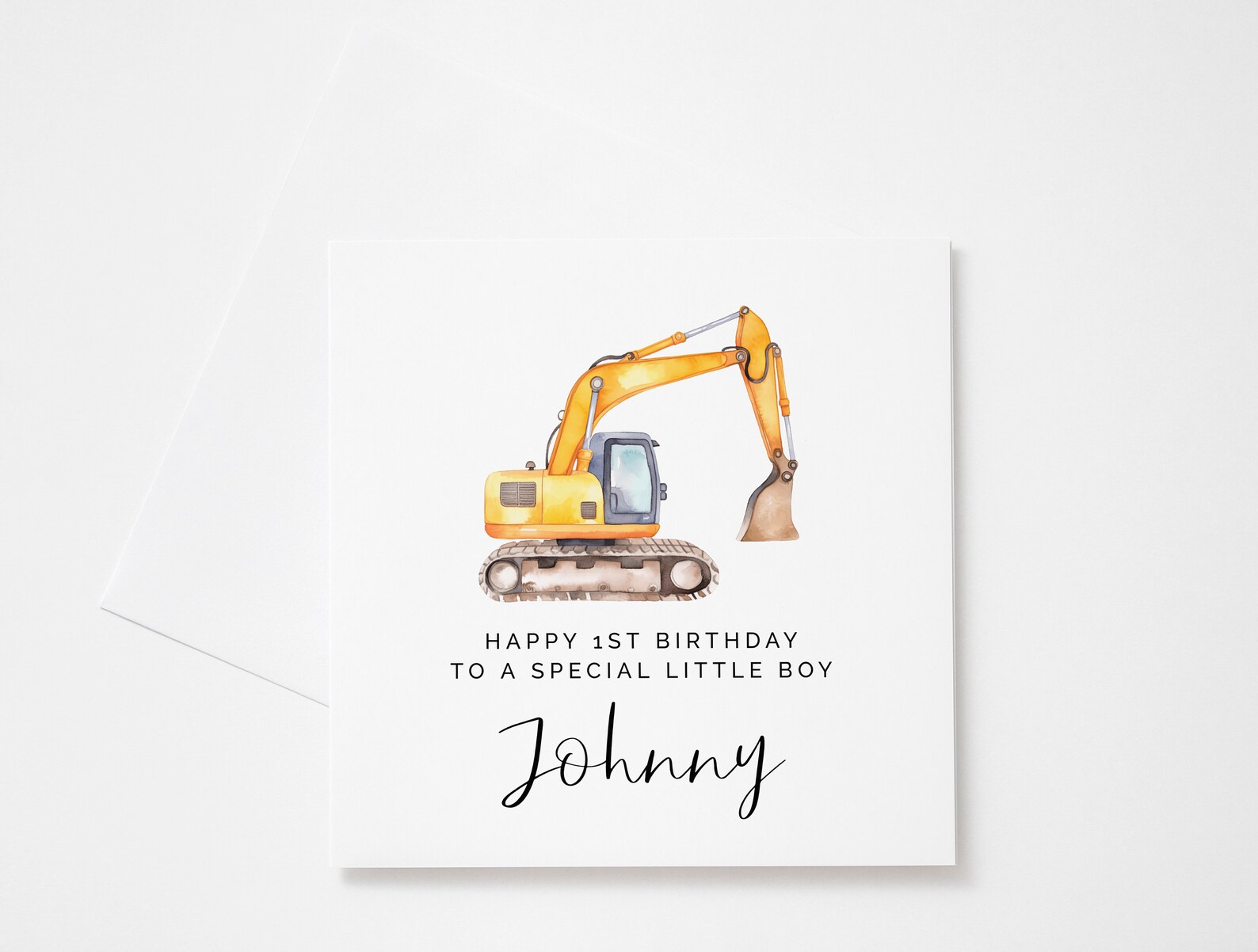 Birthday Card for Boys, Crane & Bulldozer Personalised Construction ...