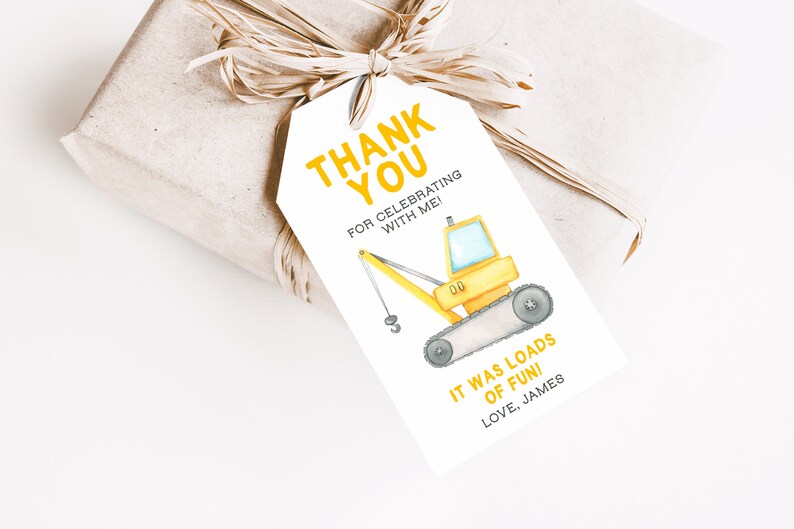 Editable Construction Birthday Party Favor Tags DIY Party - Etsy