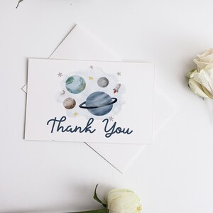 Editable Space Birthday Thank You Card Astronaut Planets to the Moon ...