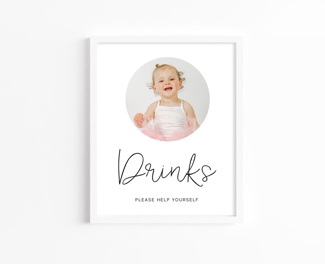 Modern Drinks Sign Printable Party Drinks Sign Birthday Party Baby ...