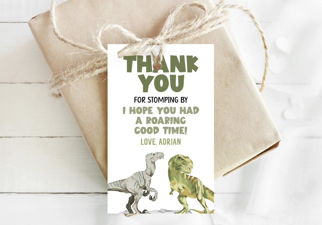 Dinosaur Thank You Tags Printable Instant Download, Jurassic ...