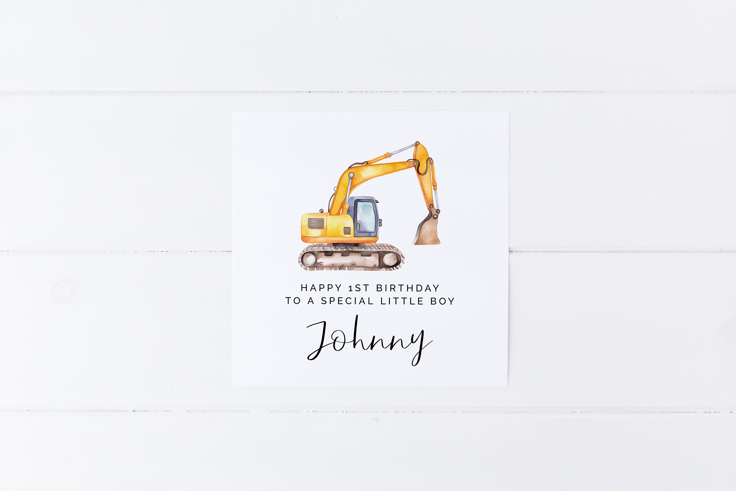 Birthday Card for Boys, Crane & Bulldozer Personalised Construction ...