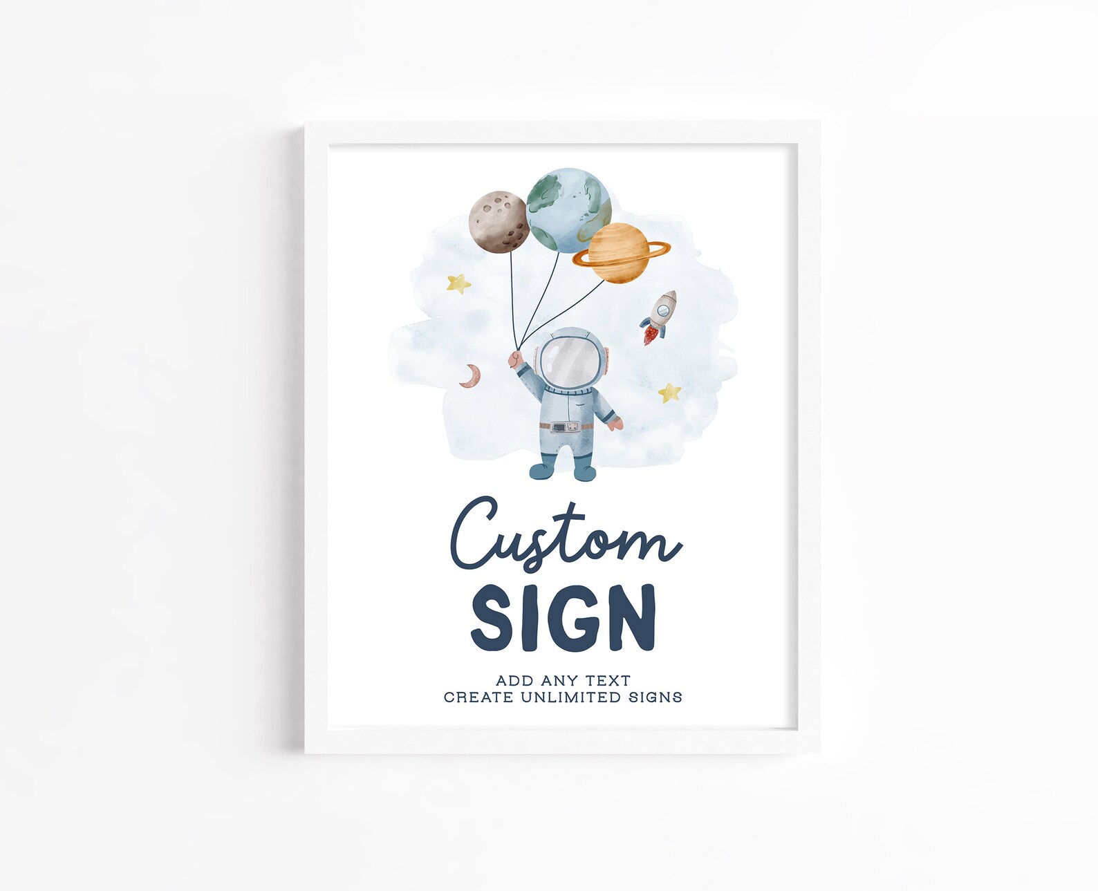 Editable Space Birthday Party Sign Astronaut Galaxy Planet Outer Space ...