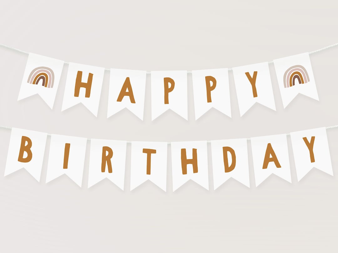 Boho Rainbow Happy Birthday Banner, Boho Rainbow Birthday Party ...