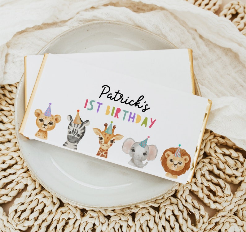 Editable Candy Bar Wrapper Template Party Animals Birthday - Etsy Australia