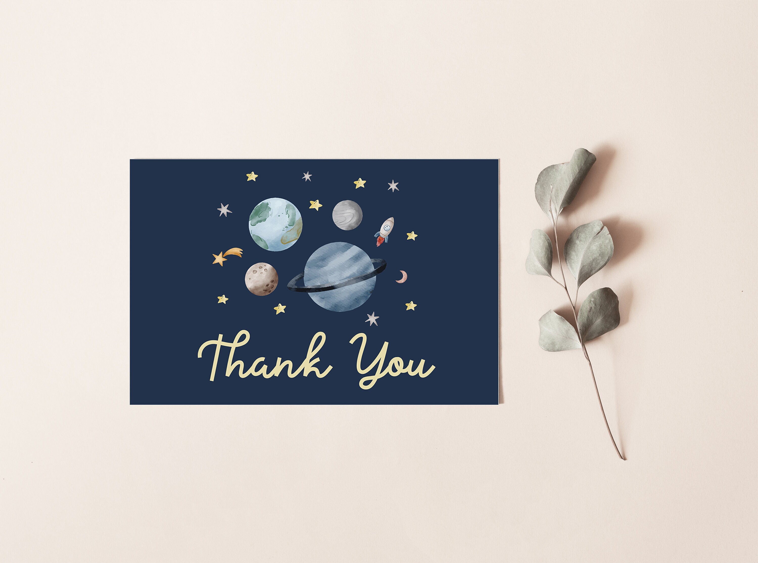 Editable Space Birthday Thank You Card Astronaut Planets to - Etsy ...
