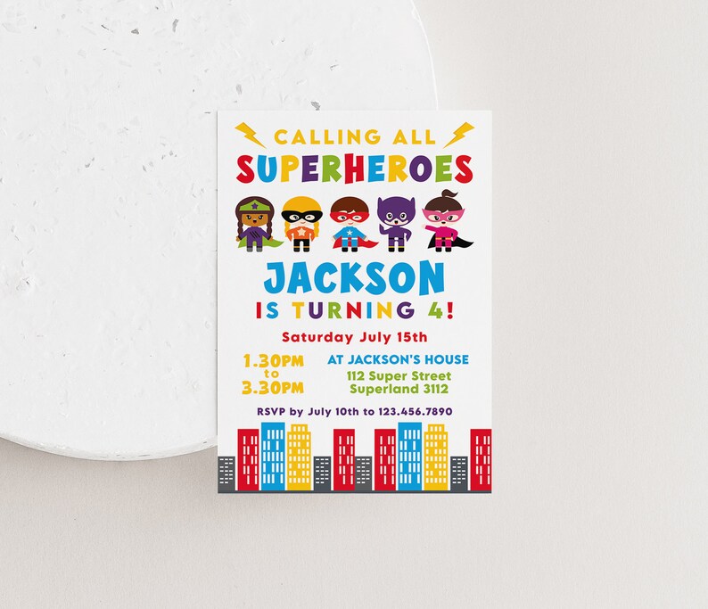 Editable Calling All Superheroes Boys Birthday Invitation - Etsy Australia