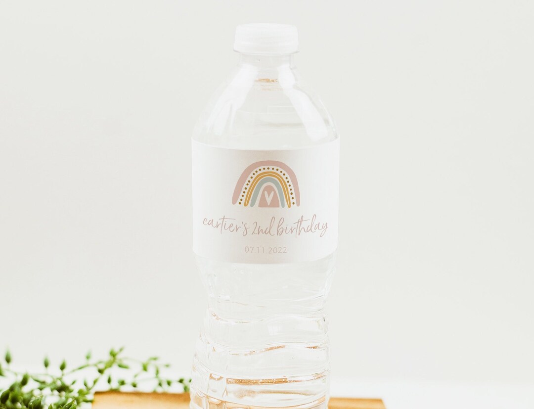 Editable Rainbow Water Bottle Labels, Pastel Rainbow Party Favor Labels ...
