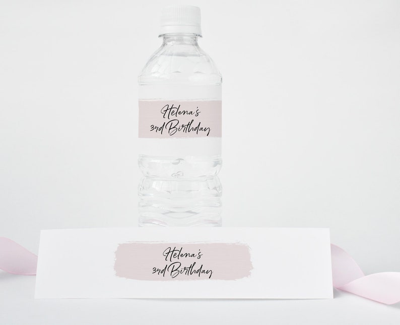 Editable Pastel Water Bottle Labels, Girls Pastel Pink Birthday Party ...