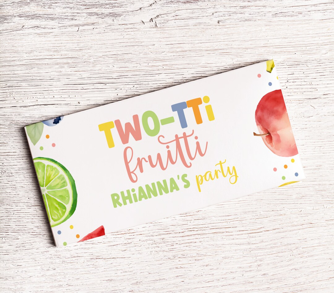 Chocolate Bar Wrapper, Tutti Fruity Editable Printable DIY Template ...