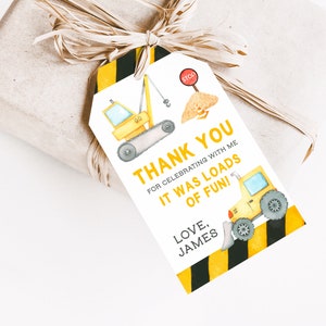 Editable Construction Birthday Party Favor Tags, DIY Party Favor Tags ...