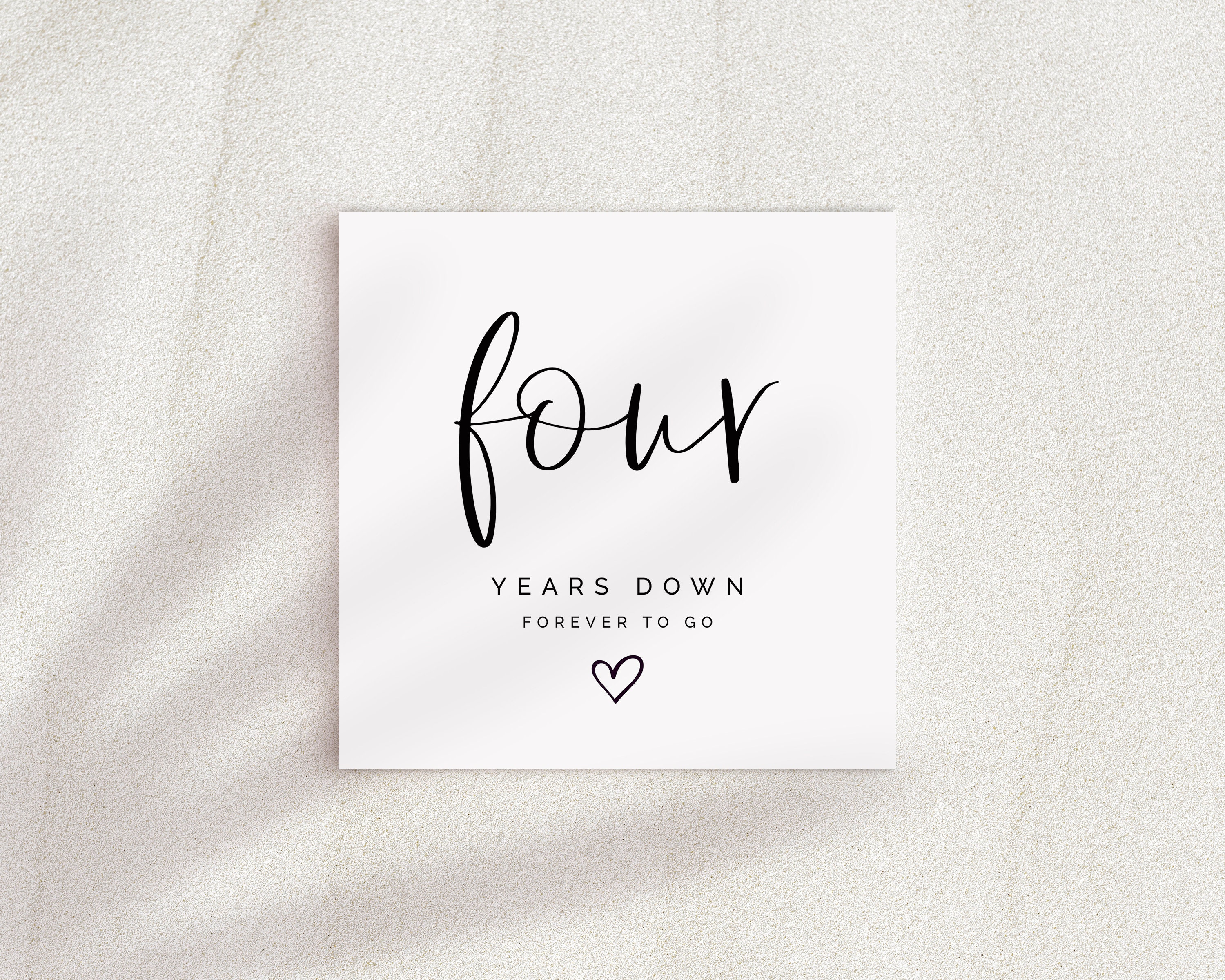 Happy 4th Anniversary Card, Four Years Down Forever to Go, Editable ...