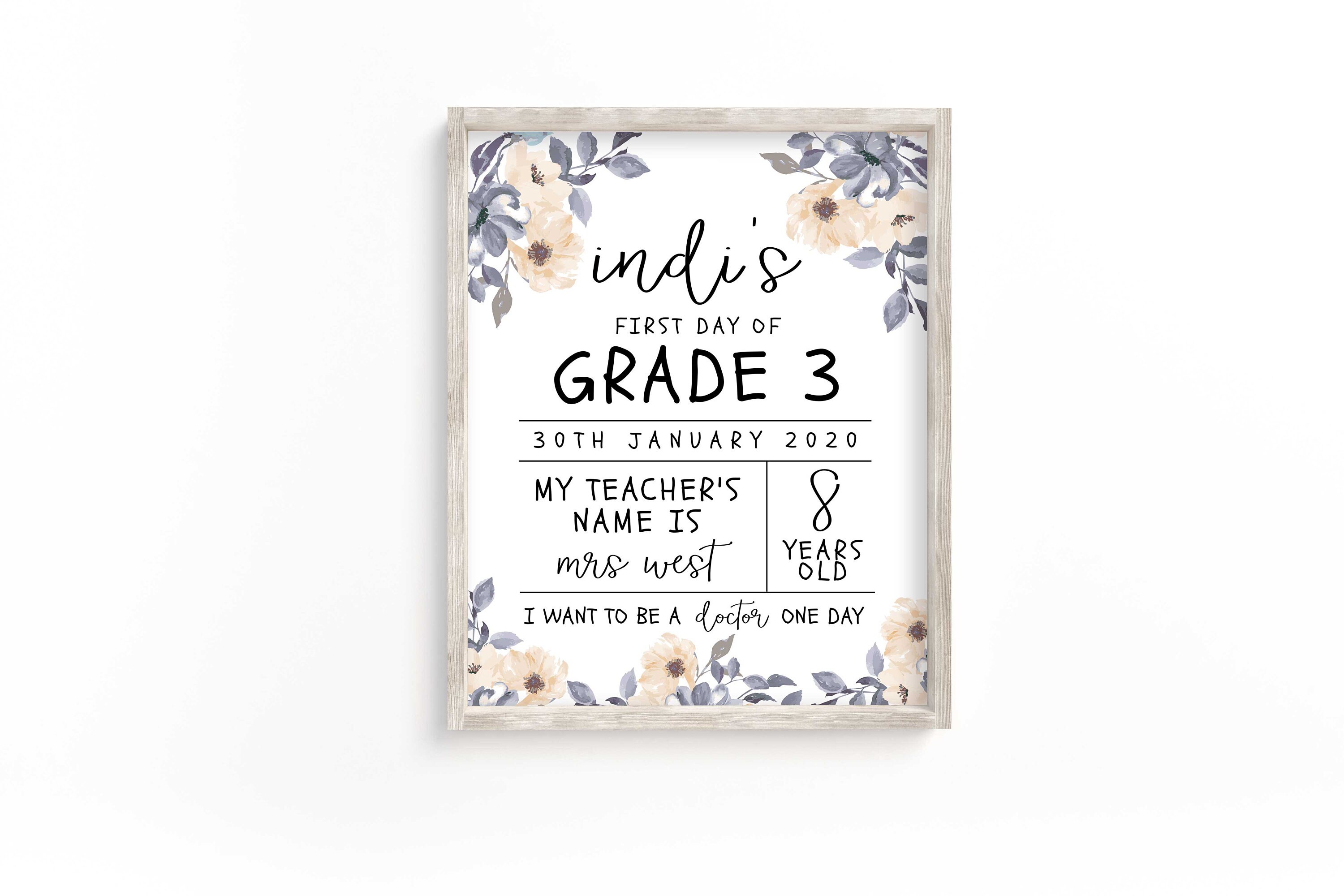 First Day of Grade 3 Sign, Printable First Day Sign, Back to School ...