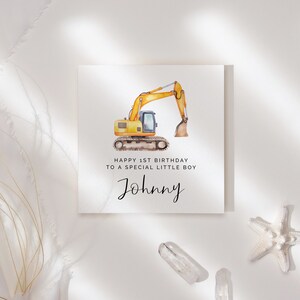 Birthday Card for Boys, Crane & Bulldozer Personalised Construction ...