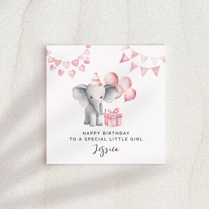 Editable Birthday Card Template, DIY Printable Pink Elephant Card for ...