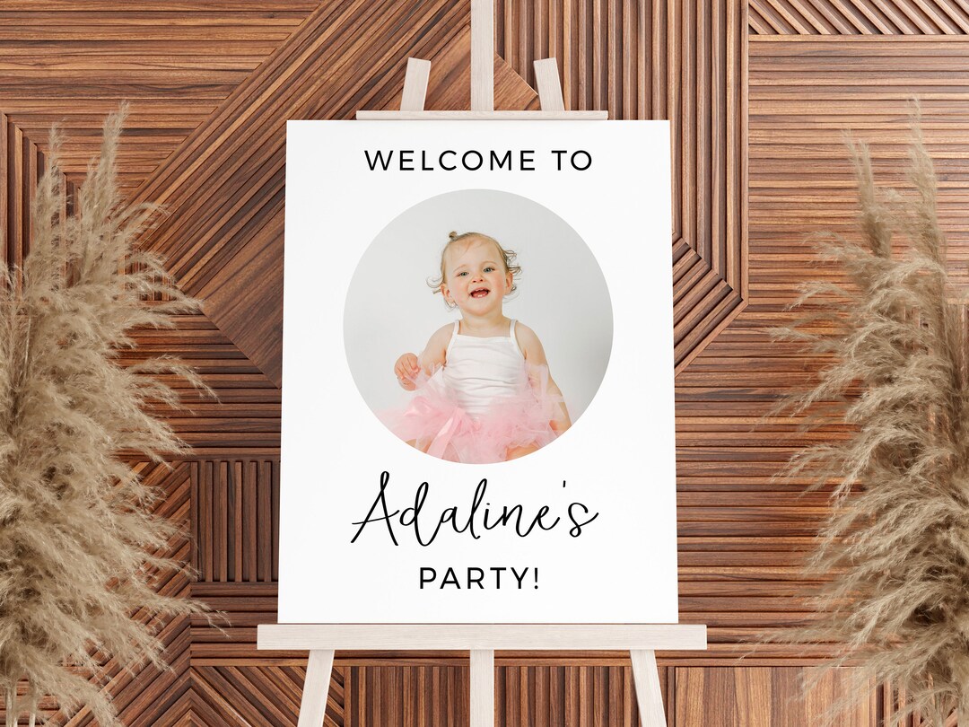 Welcome Birthday Sign With Picture, Photo Birthday Welcome Sign, Modern ...