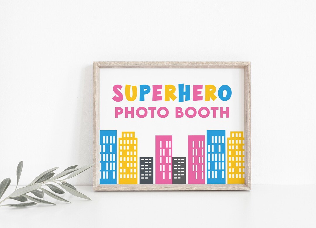 Superhero 8x10 Birthday Sign, Photo Booth Editable Template Pink Party ...