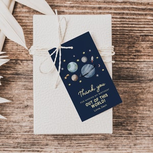 Editable Outer Space Favor Tags Space Birthday Thank You Label ...