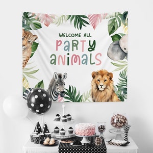 Party Animals Backdrop Banner, 30x40 40x50 Editable Printable DIY ...