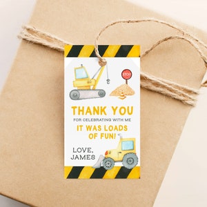 Editable Construction Birthday Party Favor Tags, DIY Party Favor Tags ...